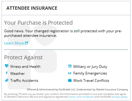 What happens to my attendee insurance if I upgrade/downgrade my ticket ...